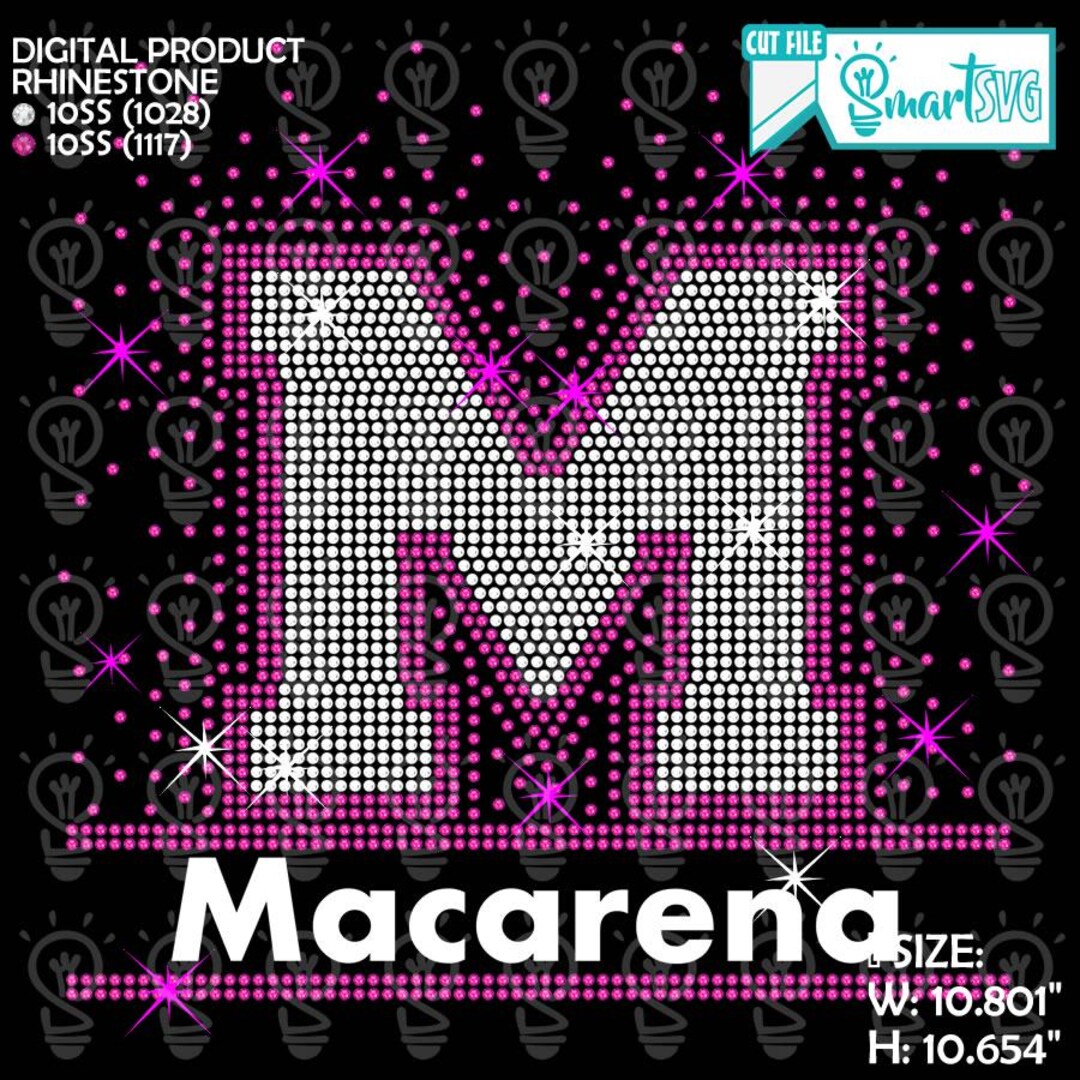 Letter M Spray Rhinestone, Frame Letter M Svg, Rhinestone University ...