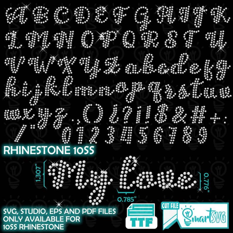 Rhinestone Template Font TTF, Rhinestone Calligraphy Font Svg ...