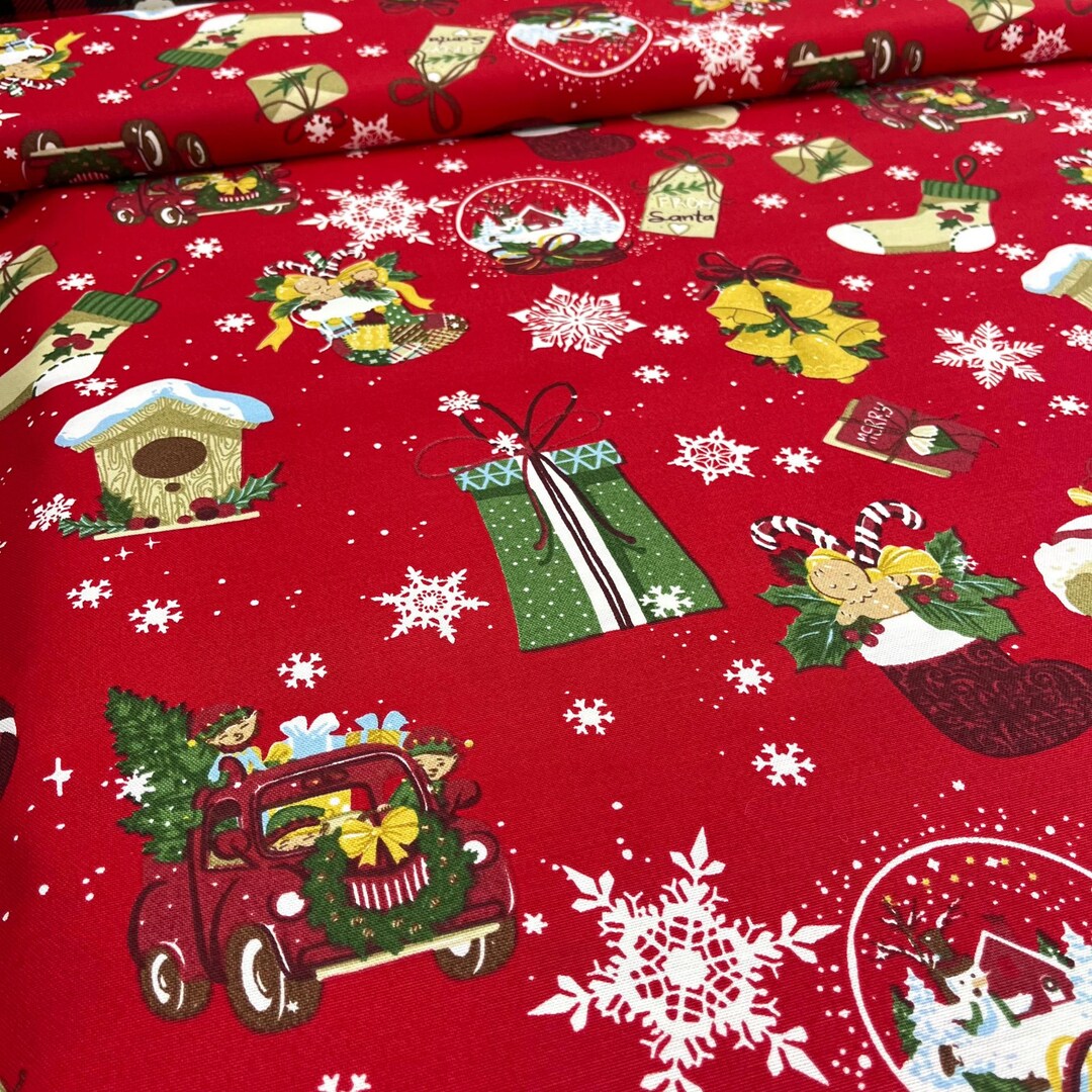 Christmas Cotton Duck Canvas Fabric: Holiday Tablecloths, Crafts (70.8 ...