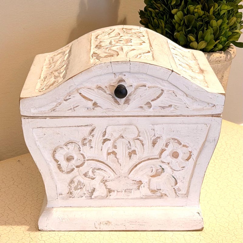 White Distressed Box - Etsy