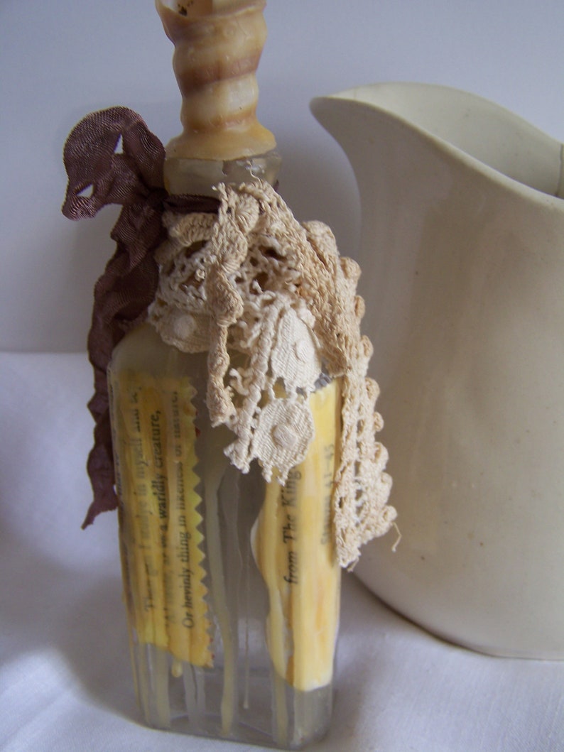 Restyled Vintage Bottle/ Farmhouse Decor/altered Bottle/ Art Bottle ...
