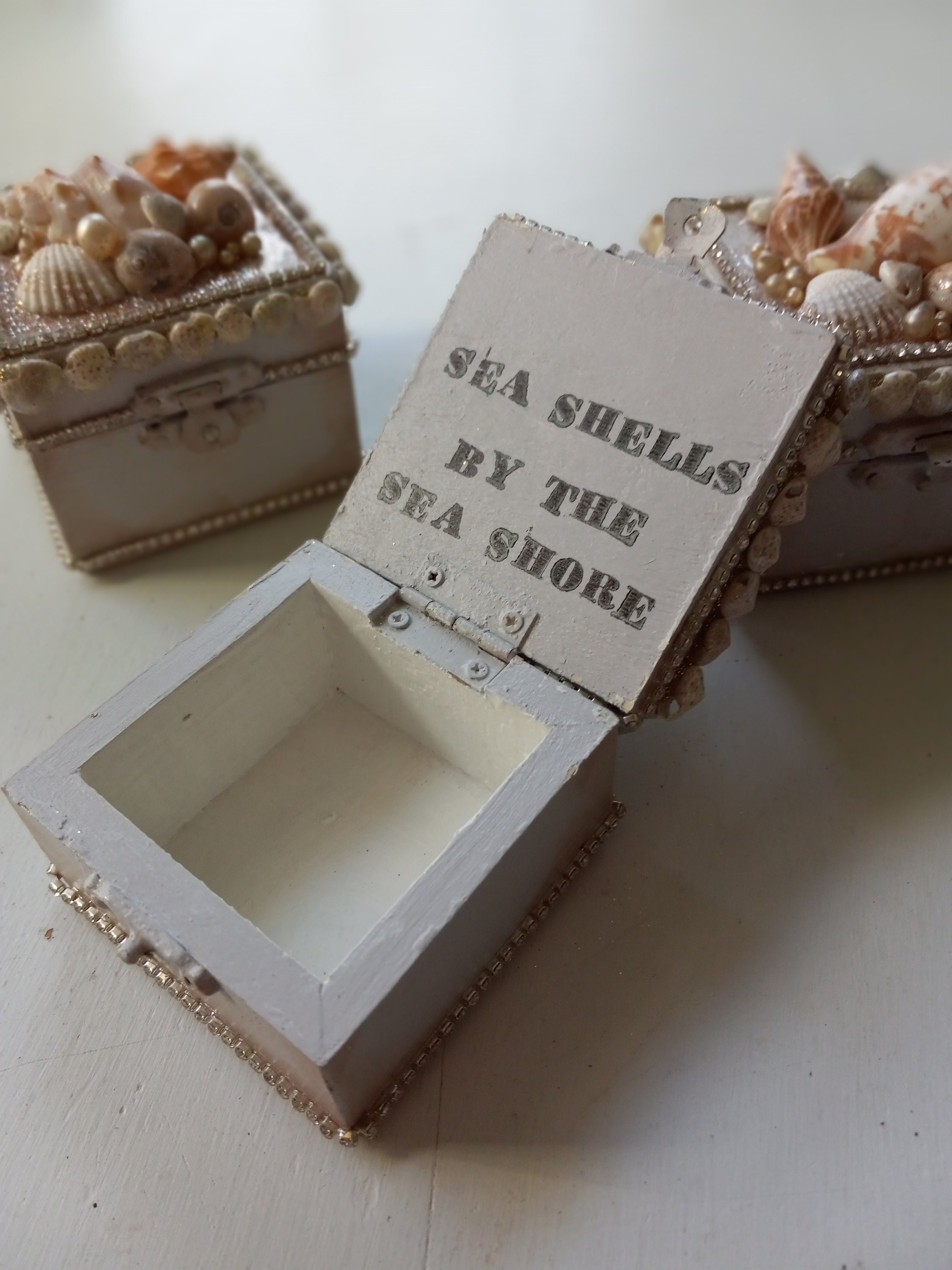 Small Trinket Box, Ring Box, Wedding Box, Wood Box, Gray Paint ...