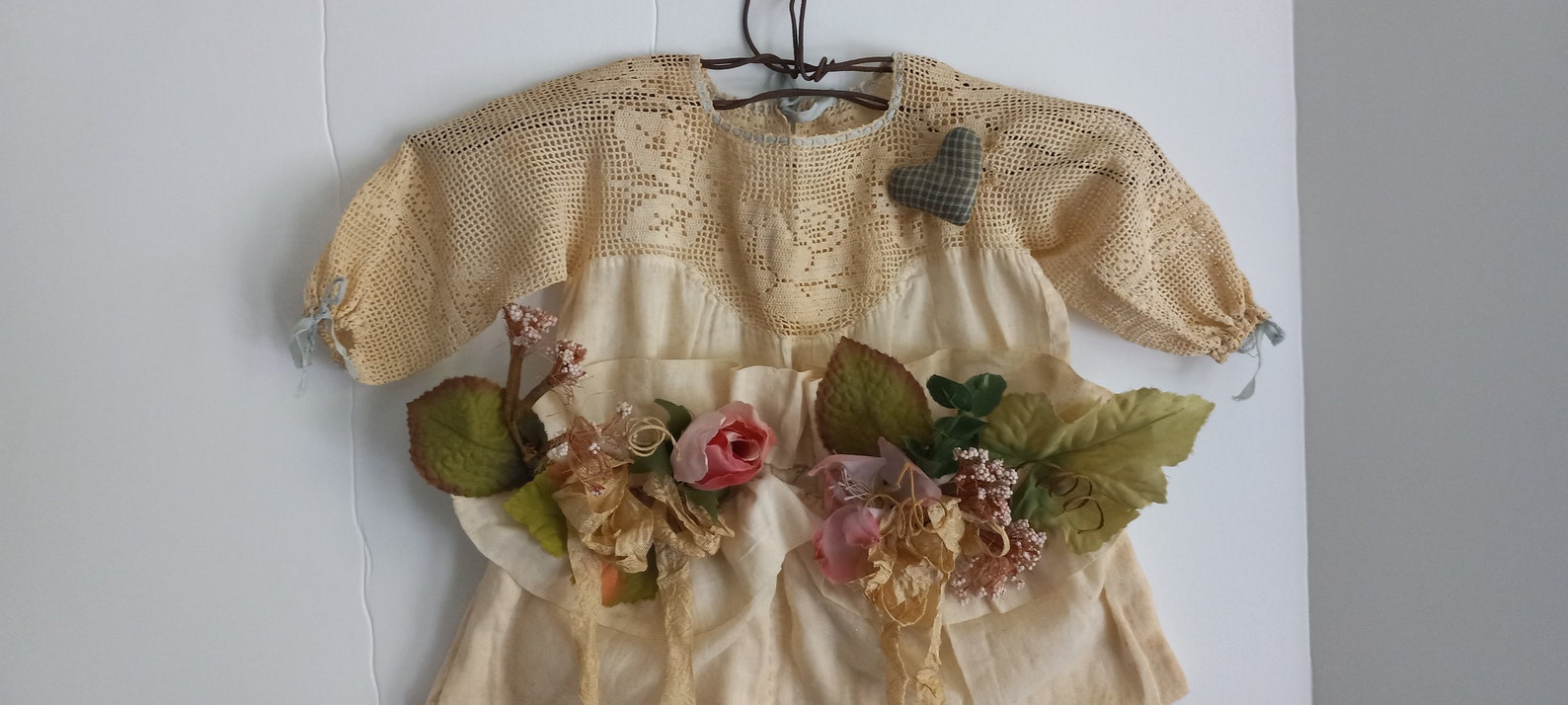 Handmade, Hand Stitched, Antique Baby Dress, Repurposed, Assemblage Art ...