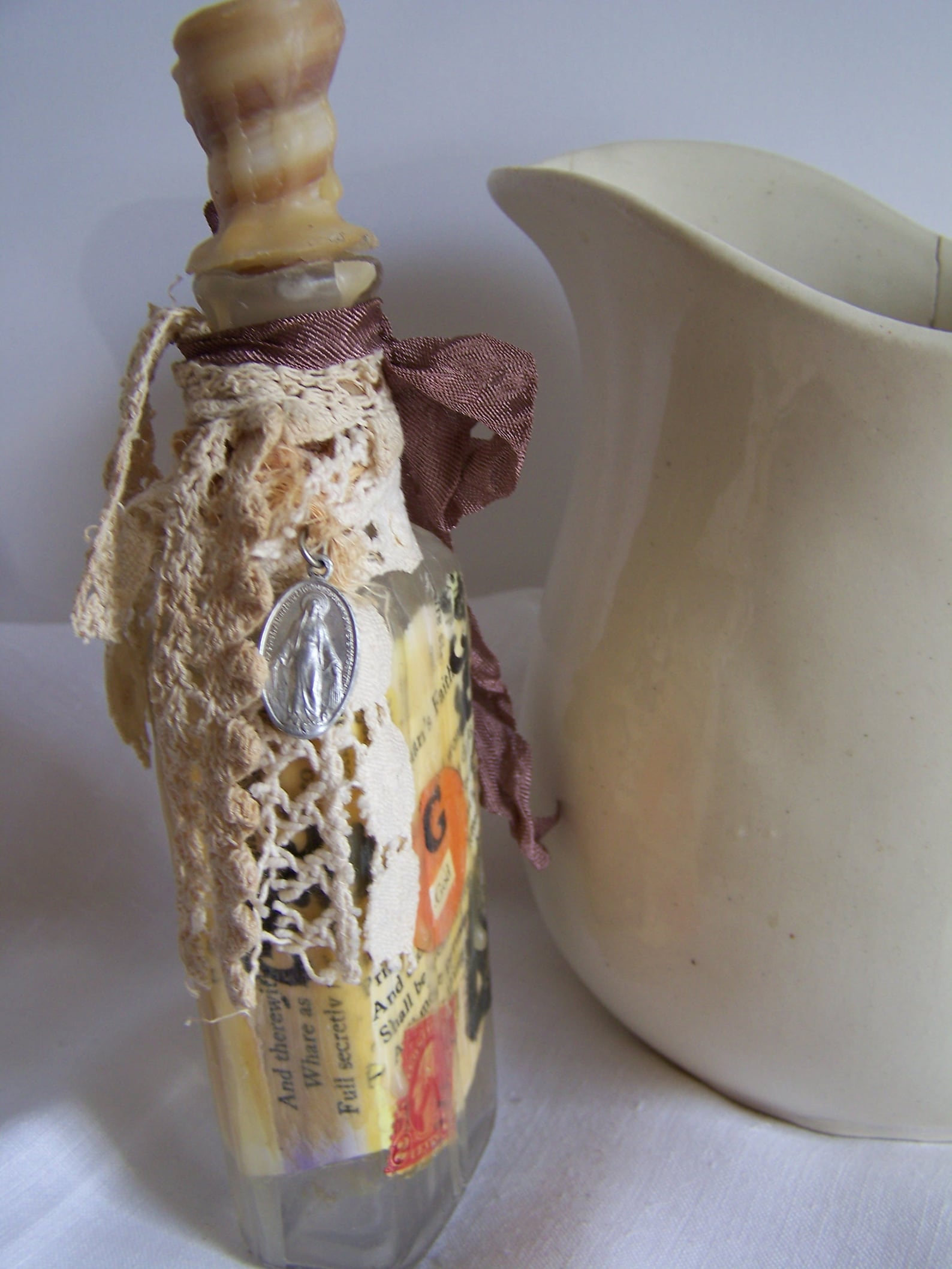Restyled Vintage Bottle/ Farmhouse Decor/altered Bottle/ Art Bottle ...