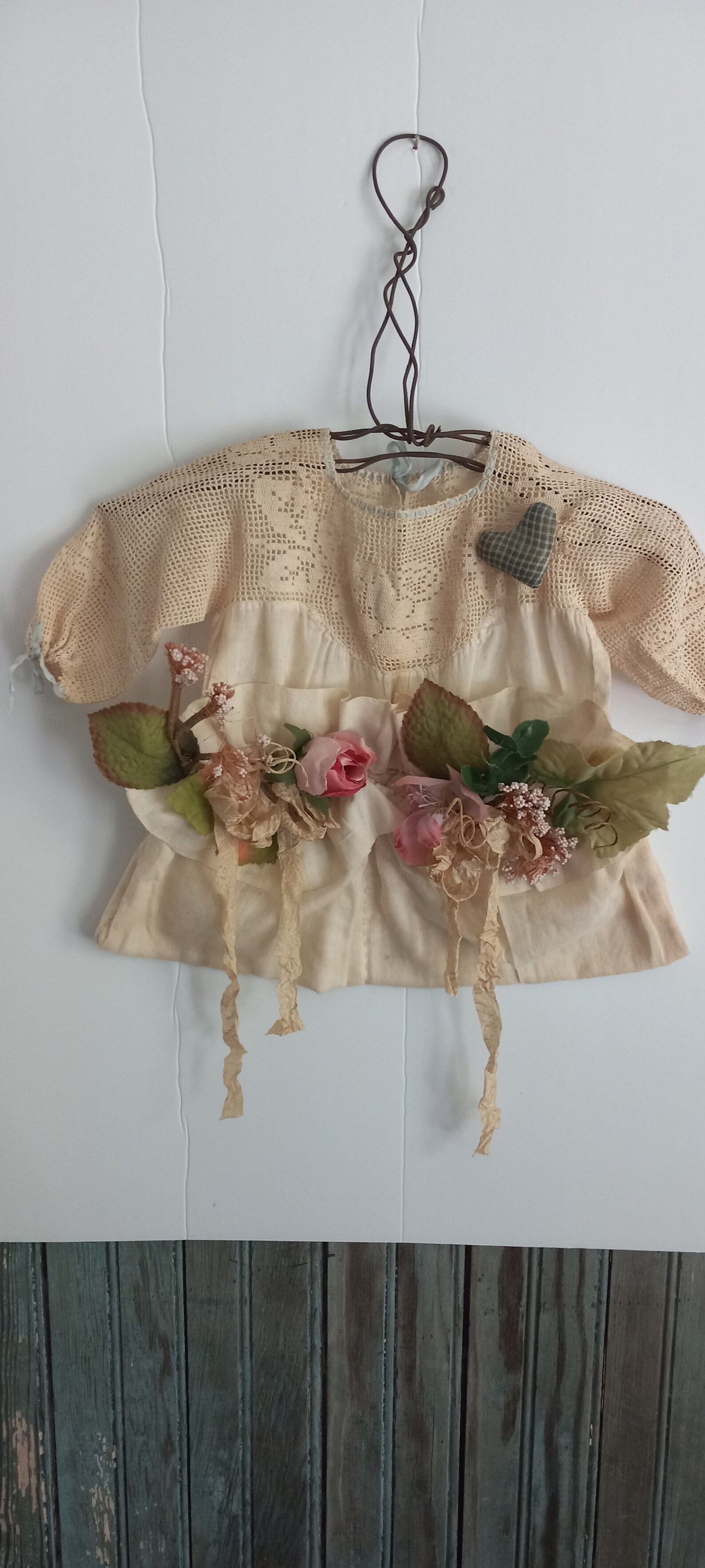 Handmade, Hand Stitched, Antique Baby Dress, Repurposed, Assemblage Art ...