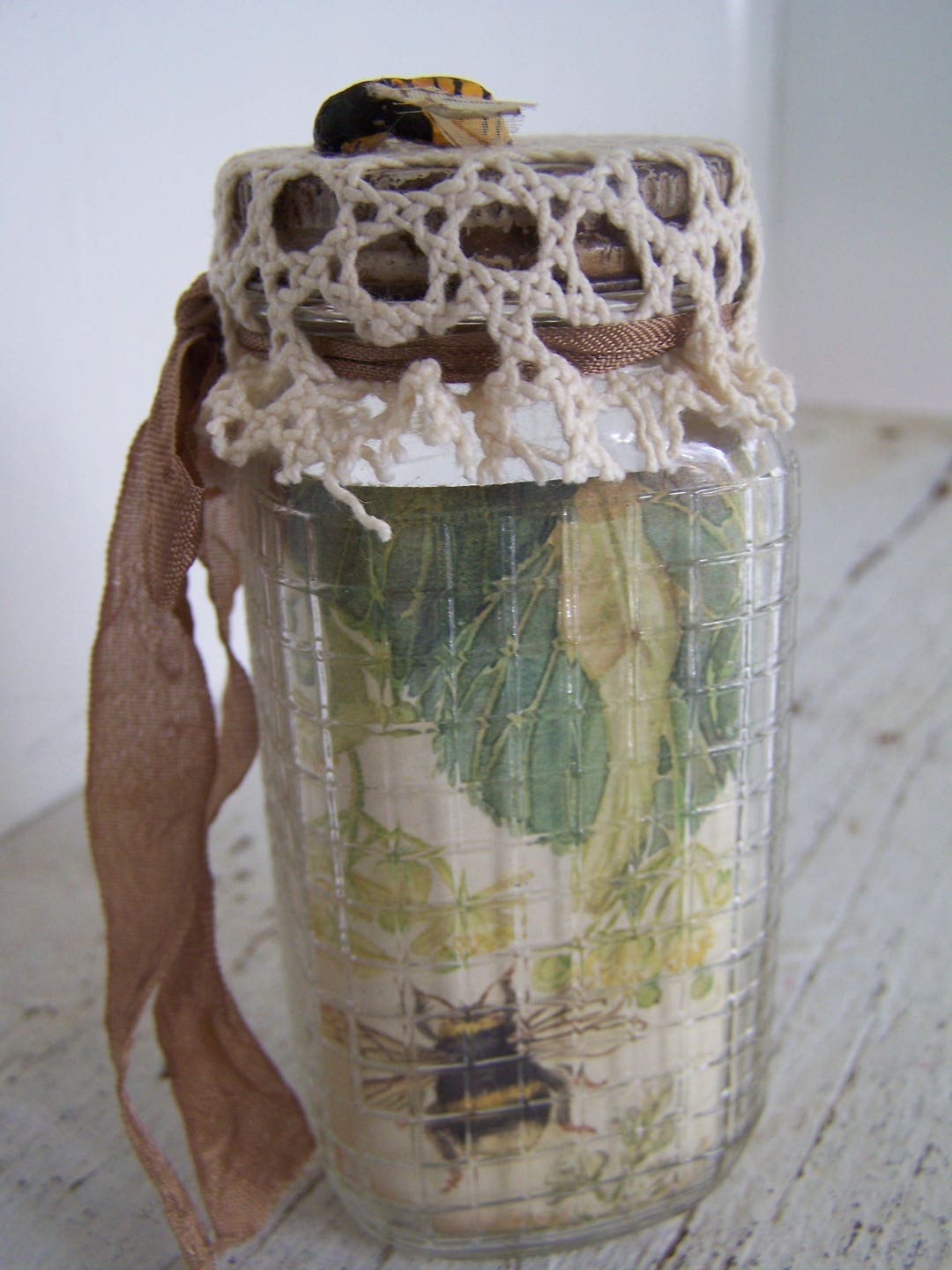Vintage Altered Bottle/ Early 1940s Honey Jar / Honeycomb Embossed ...