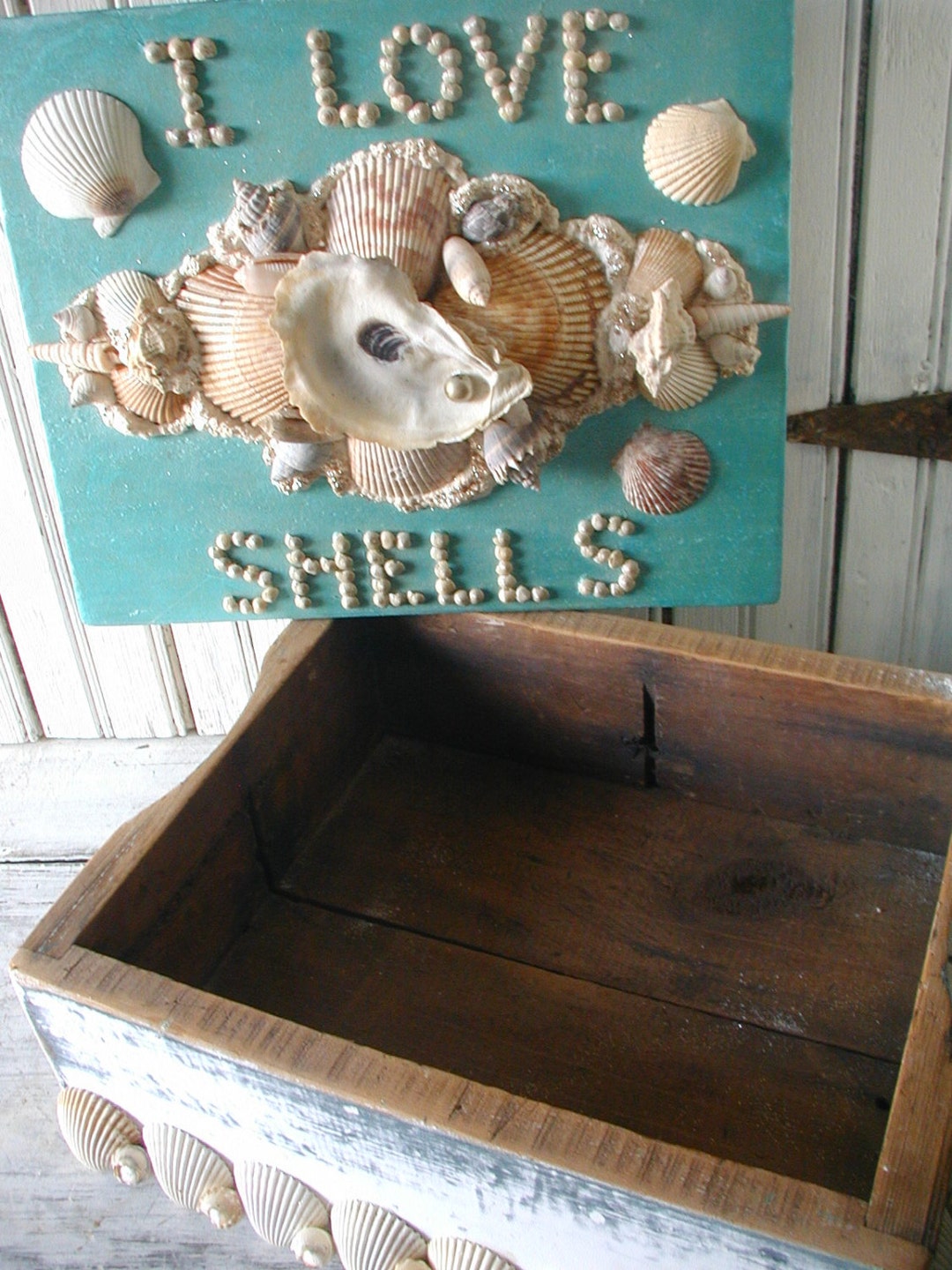 Beach Decor/ Decorative Box/ Seashells/ Handmade Vintage Box/ Keepsake ...