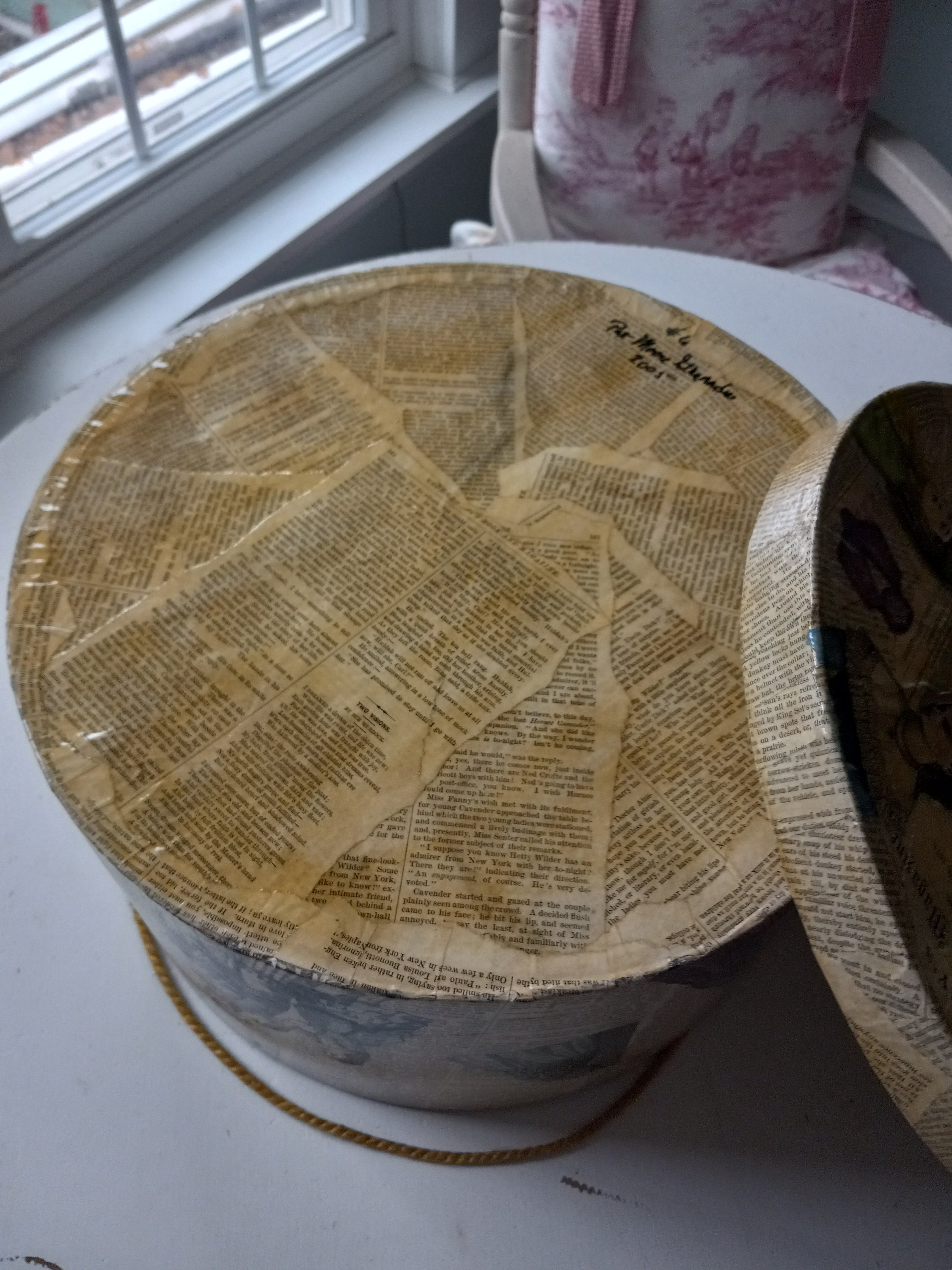 Vintage Hat Box, Decoupage, Antique Book Pages, Tattered, 1871 Ladies ...