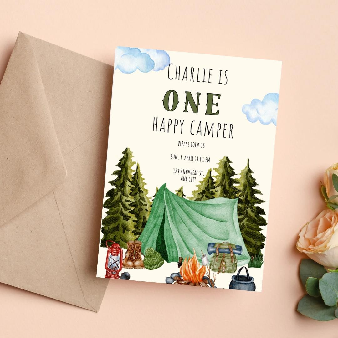 Camping/ Forest Theme Birthday/one Happy Camper Digital Downloads ...