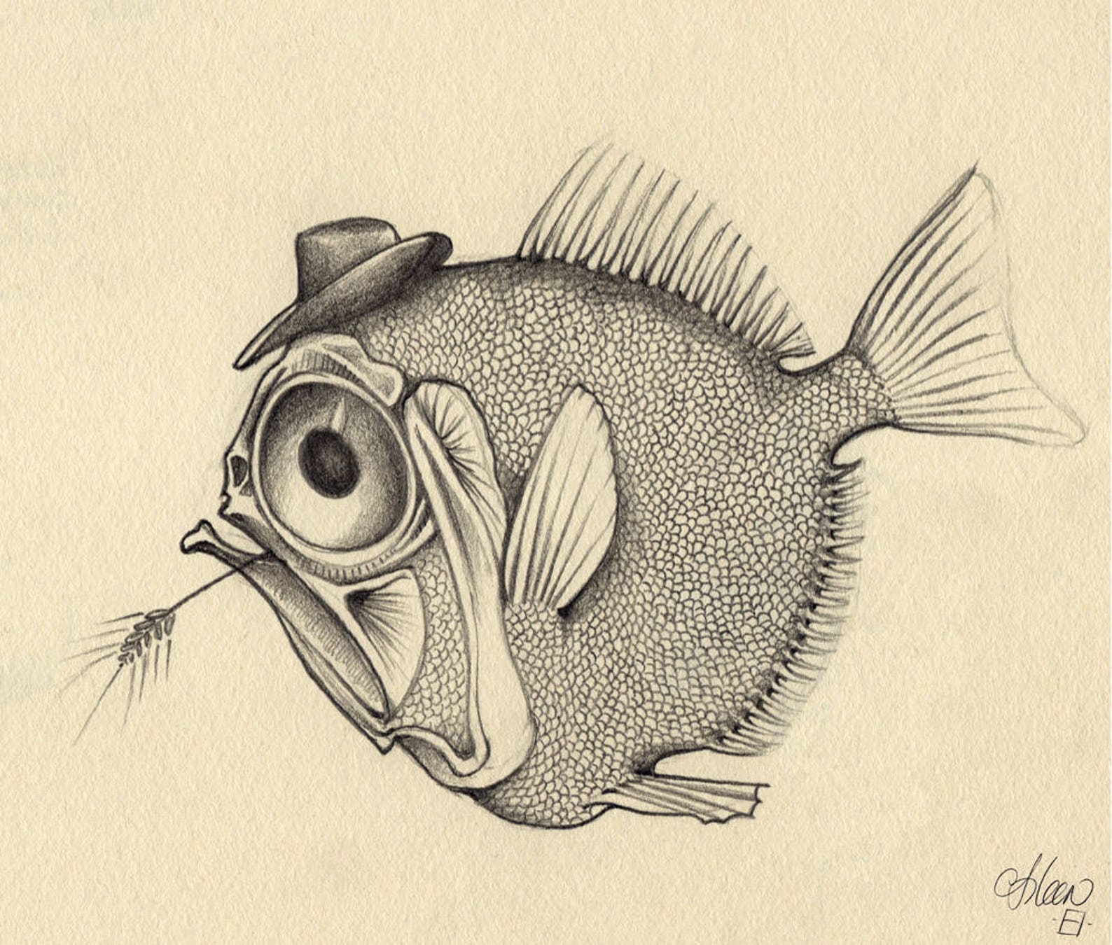 Cowboy Fish Art Print - Etsy