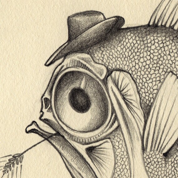 Cowboy Fish Art Print - Etsy