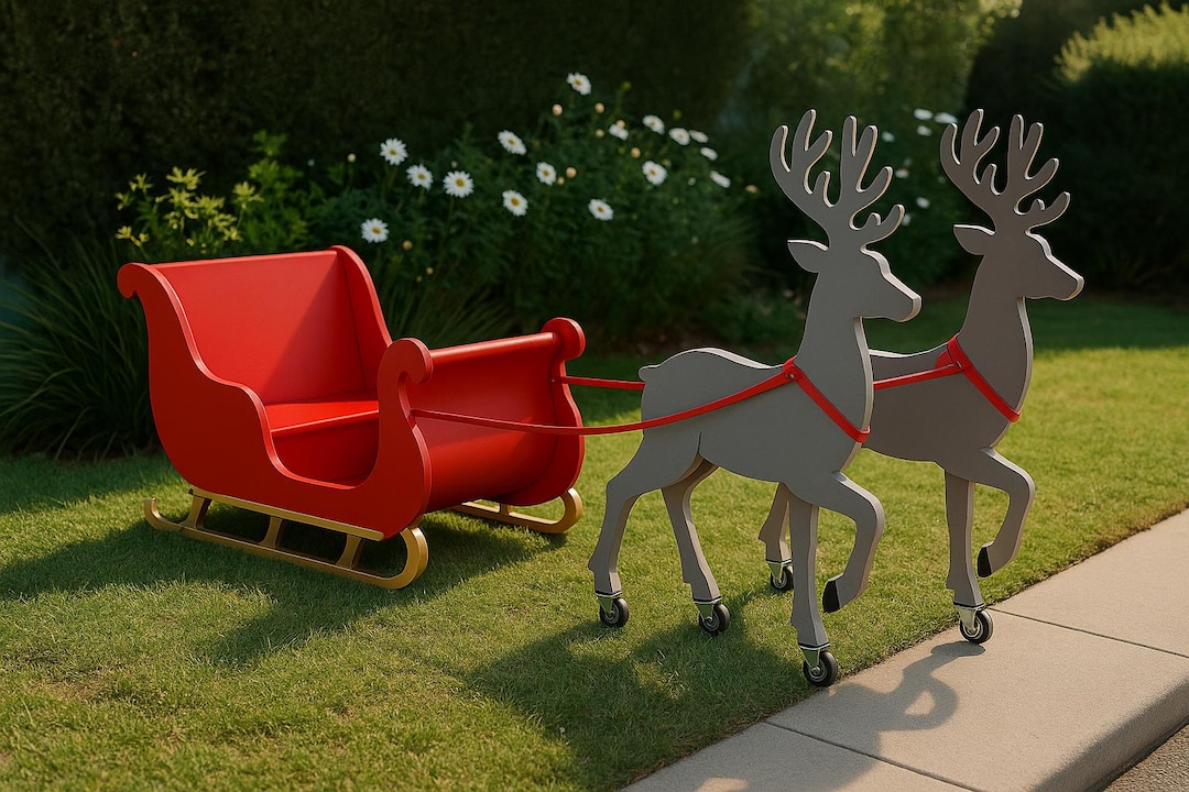 Santa Sleigh Reindeer Woodworking Plan, DIY Christmas Yard Display (PDF ...