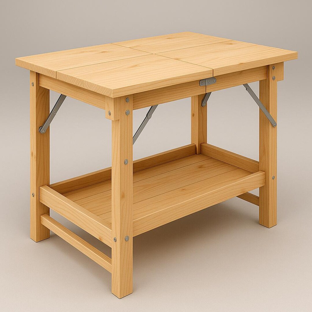 Folding Workbench Woodworking Plan, DIY Workshop Bench PDF, Space ...