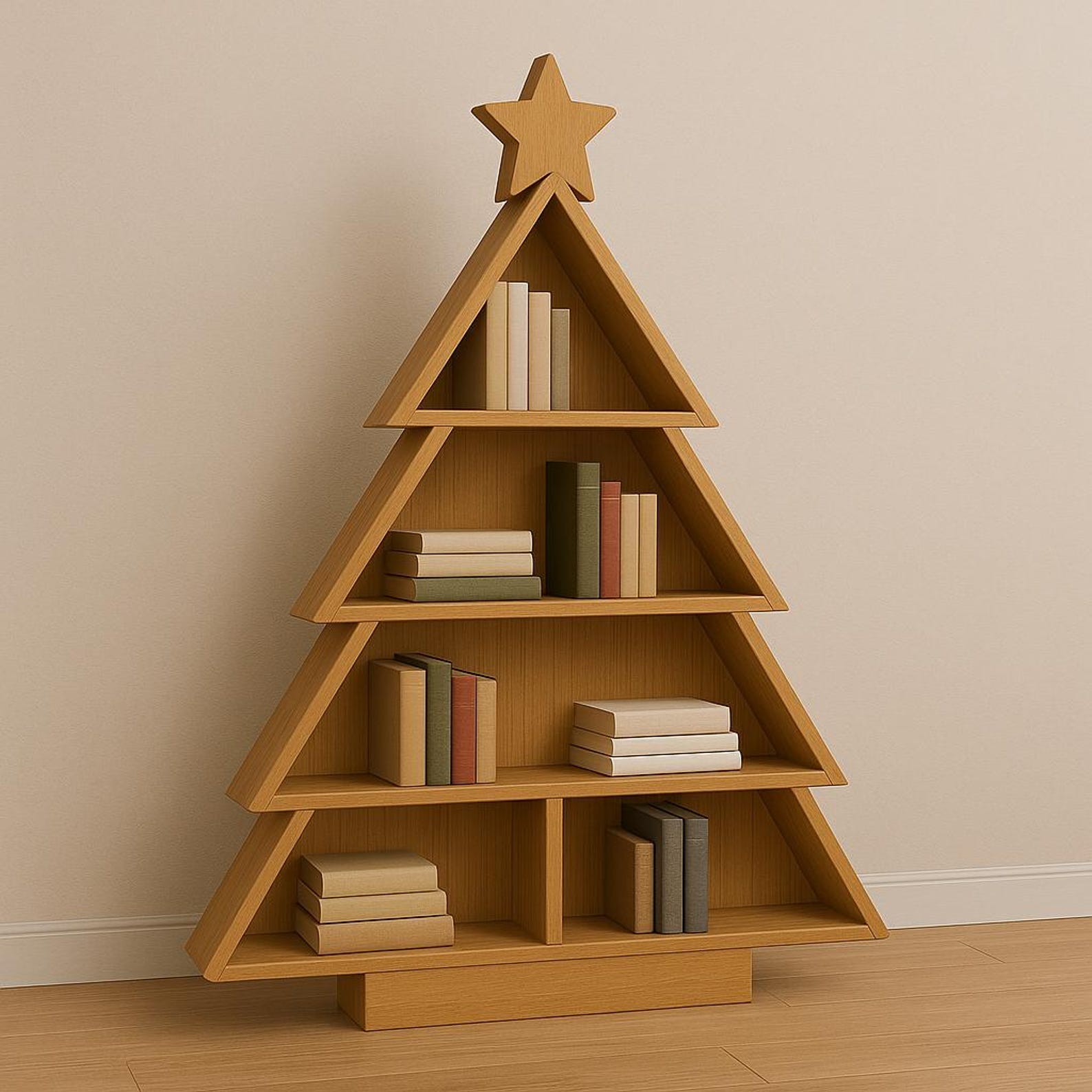 Christmas Tree Bookshelf Woodworking Plan: DIY Holiday Shelf Blueprint ...