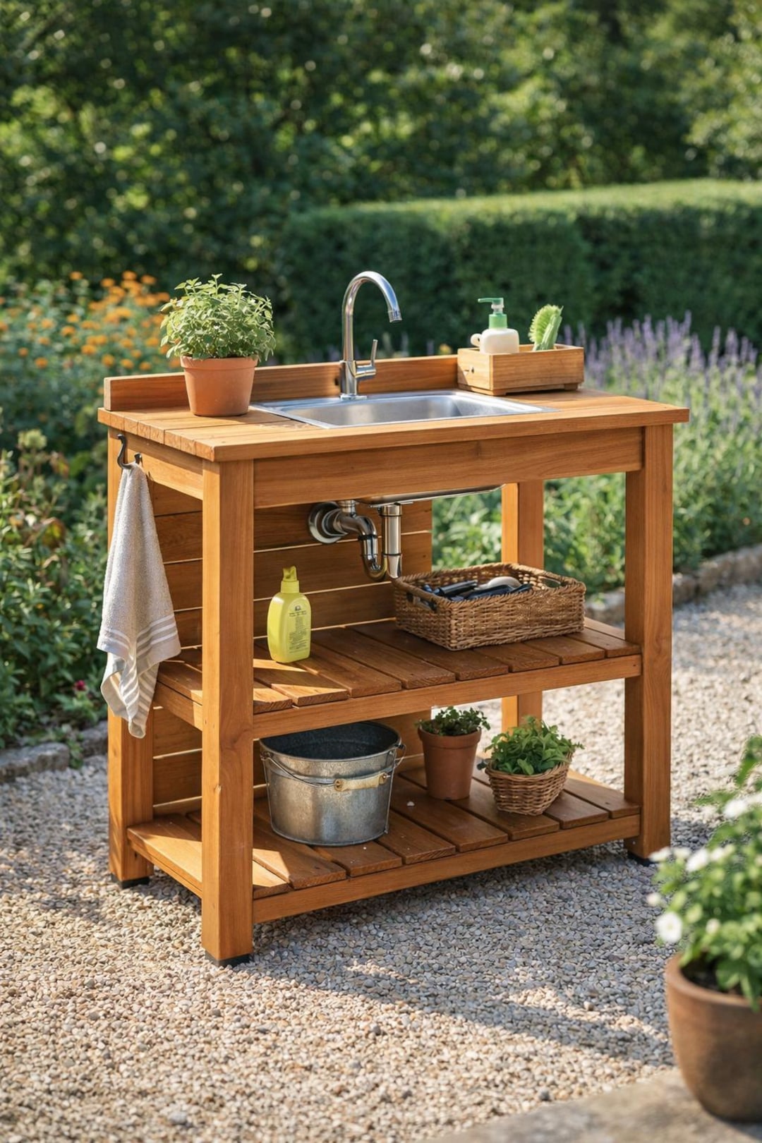 Outdoor Wooden Sink Station Plans – Diy Garden Washing Station ...