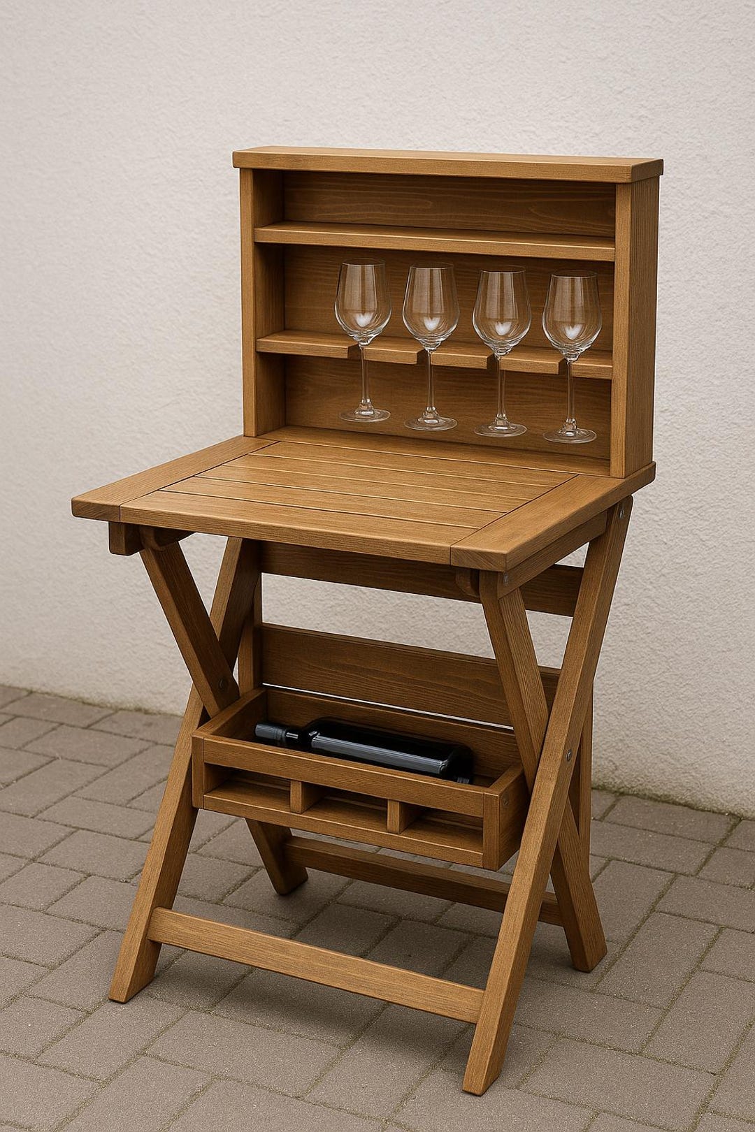 DIY Folding Bar Table Plan | Wooden Wine Rack & Glass Holder (PDF) - Etsy