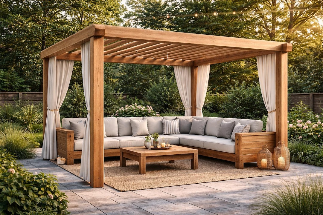 Modern Pergola Lounge Frame Plans PDF - Etsy