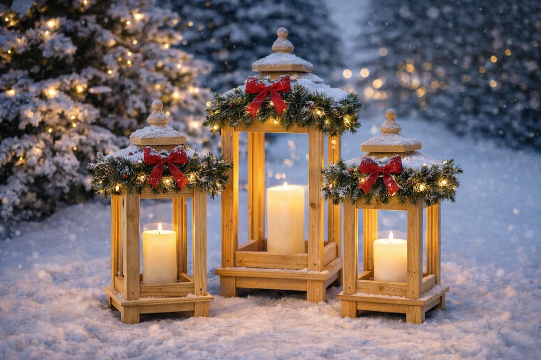 Wooden Christmas Lantern Set Plans – DIY Holiday Lantern Woodworking ...