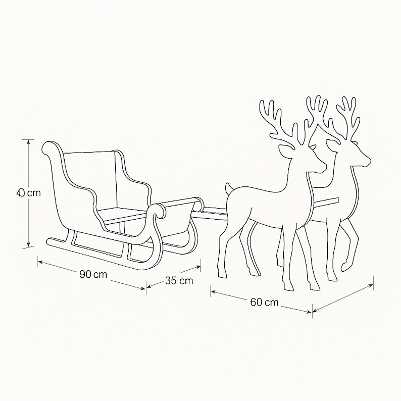 Santa Sleigh and Reindeer Woodworking Plan, Christmas Yard Decor (PDF ...