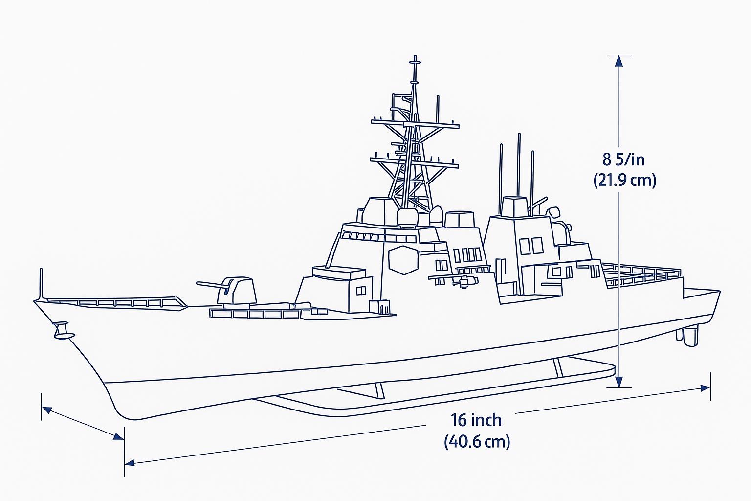 Modern Warship Model Plan PDF – Laser Cut Ready Destroyer Blueprint ...