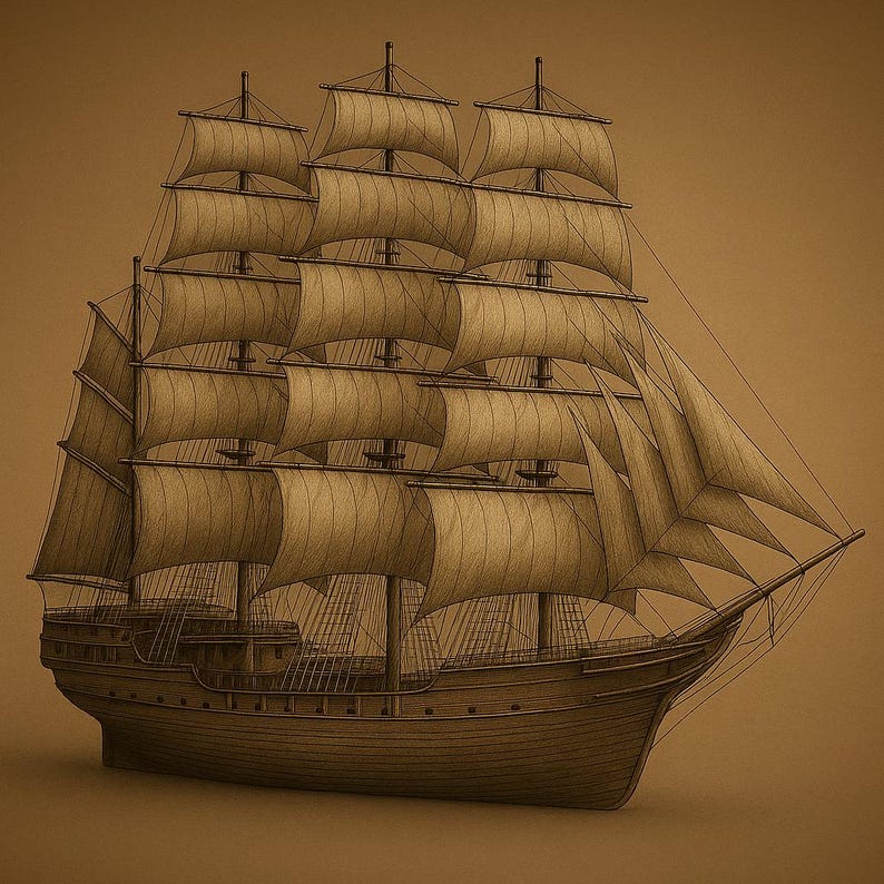 Four Mast Catamaran Ship Plan - DIY Wooden Sailing Model - Digital ...