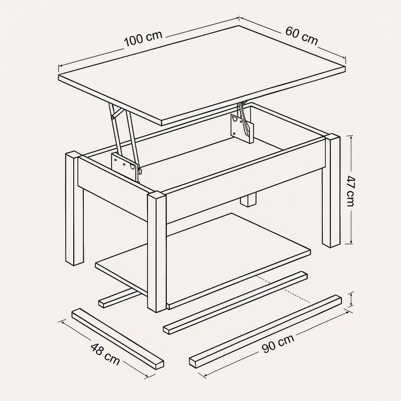DIY Lift-top Coffee Table Plan: Modern Hidden Storage (PDF Downloadable ...