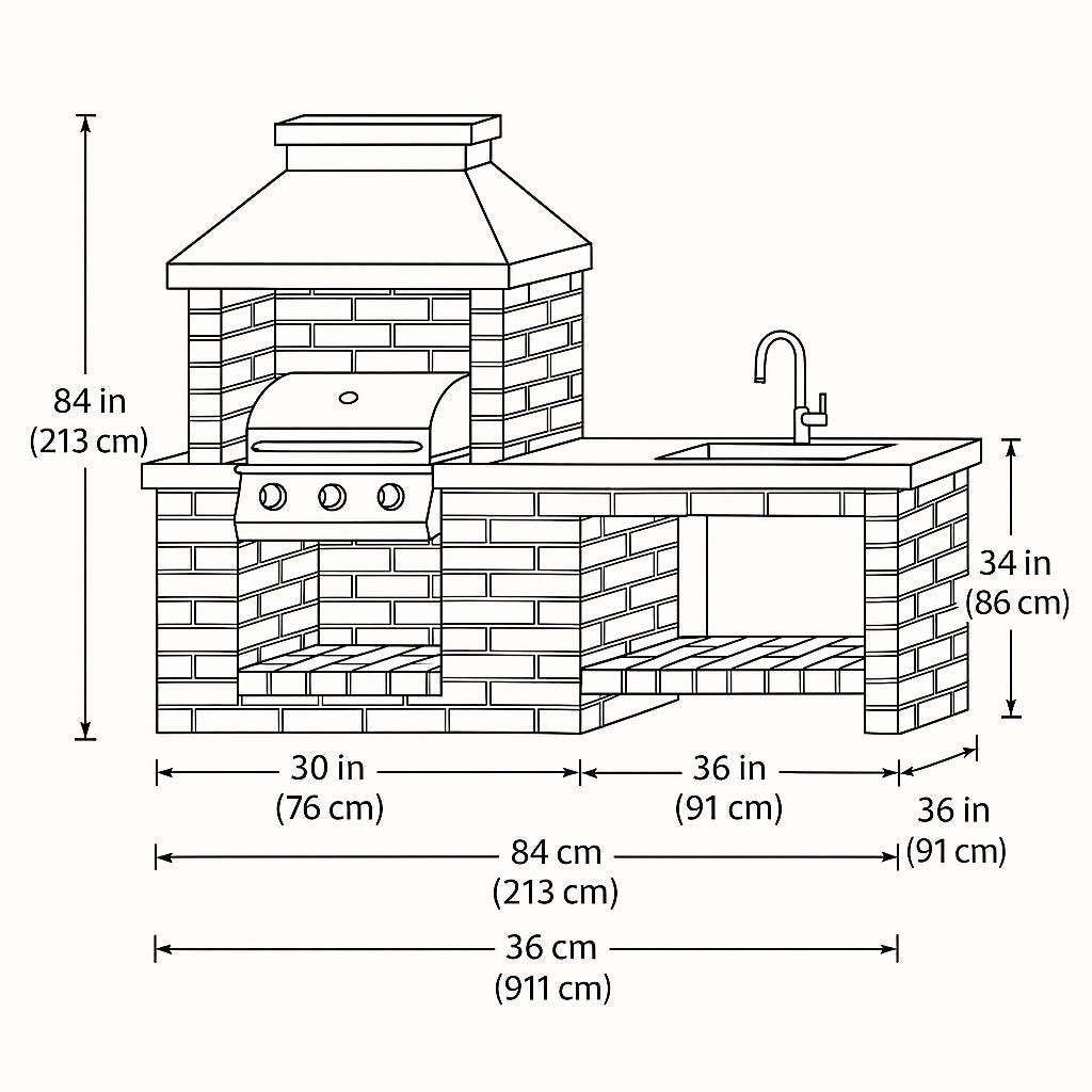 Backyard Grill Station Plan – DIY Brick BBQ With Sink – Printable ...