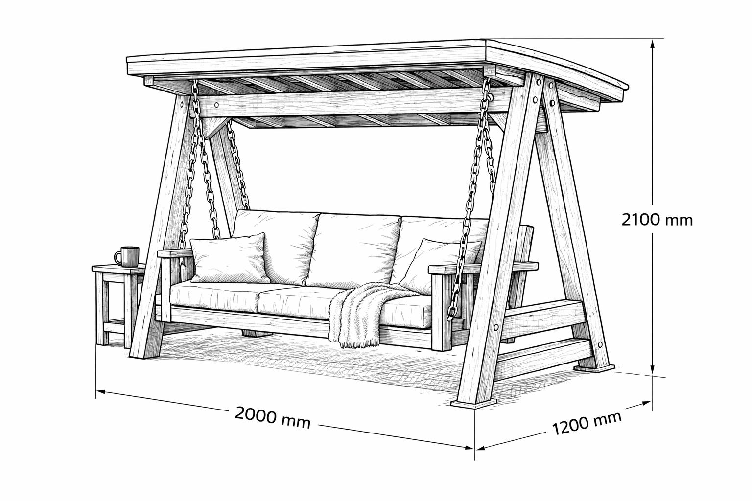 Wooden Garden Swing Plans – DIY Outdoor Porch Swing Seat PDF & ZIP ...
