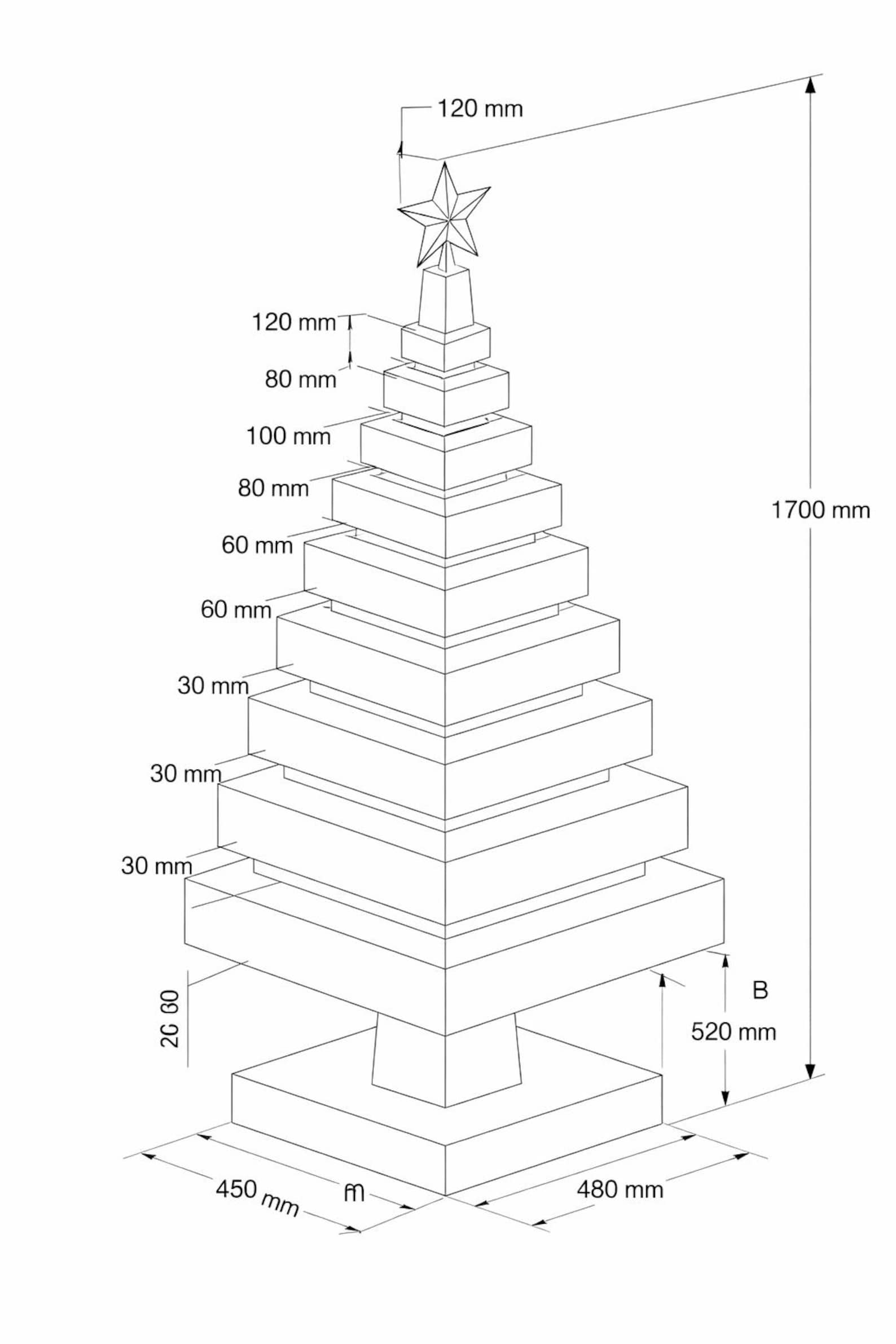 Outdoor Wooden Christmas Tree Plans – Diy Illuminated Garden Holiday ...