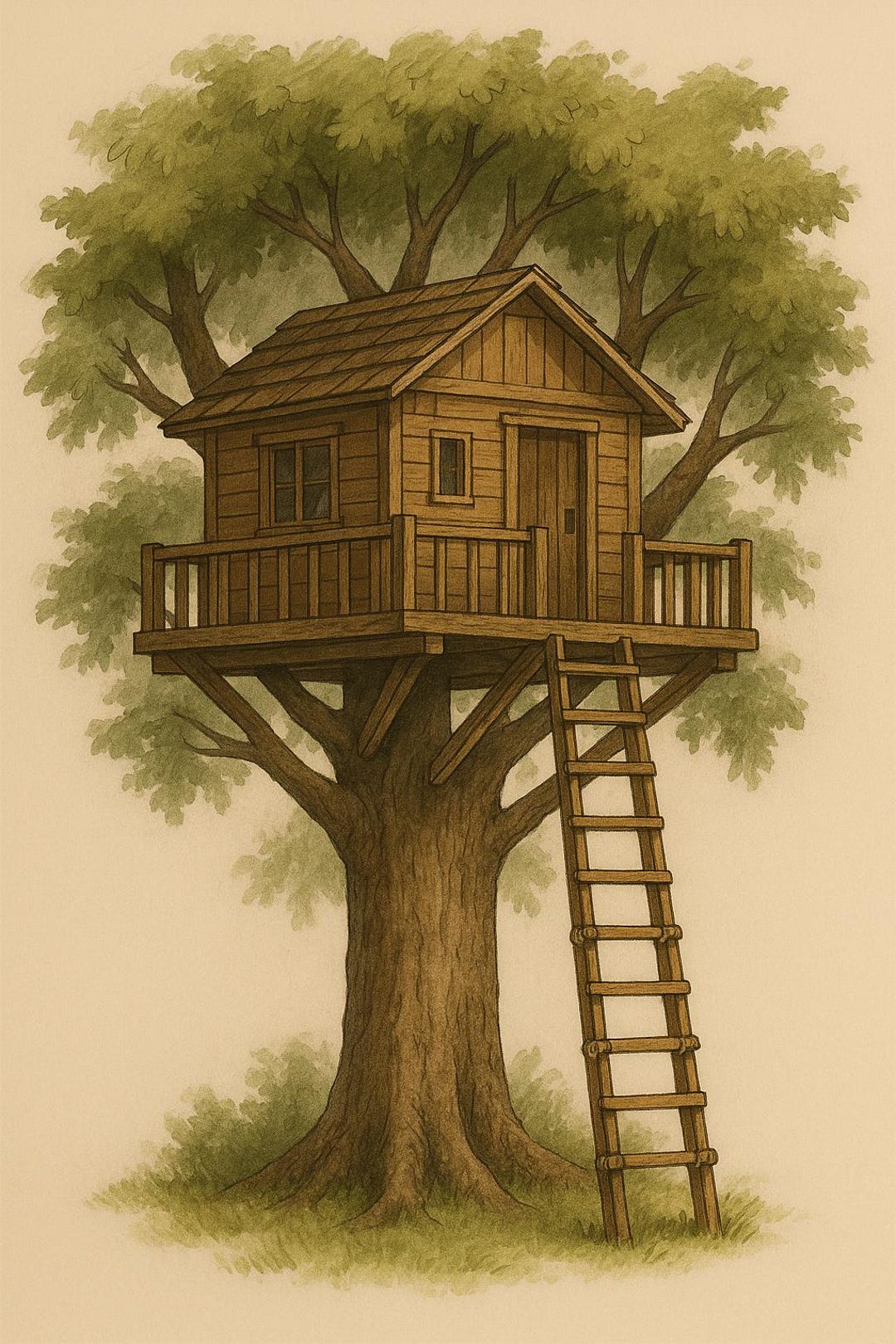 DIY Treehouse Woodworking Plan – Printable Blueprint for Kids Outdoor ...