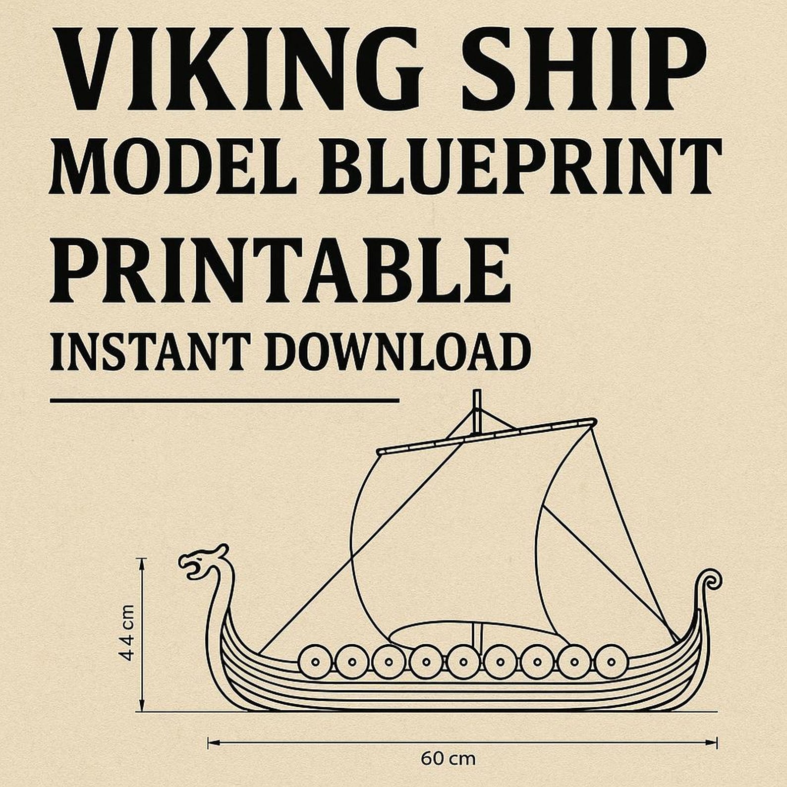 Viking Ship Model Blueprint – Printable DIY Wood Kit Plan – 1:50 Scale ...
