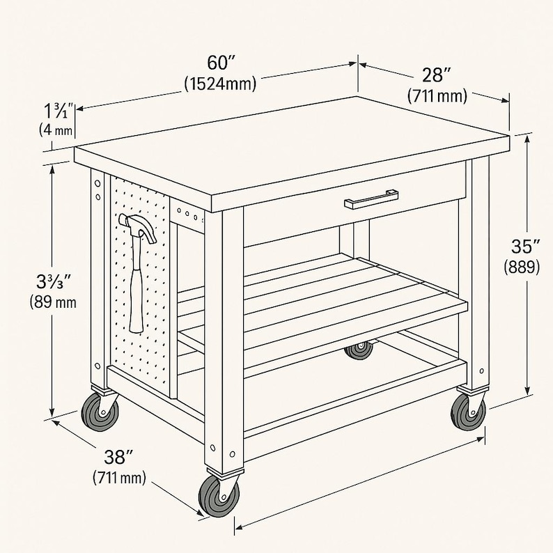 Modular Mobile Workbench Woodworking Plan, Nordicblueprints DIY Garage ...