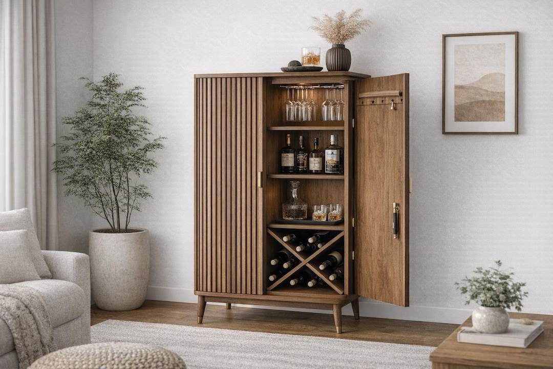 Solid Wood Mini Bar Cabinet Plans – DIY Home Bar Furniture (PDF ...