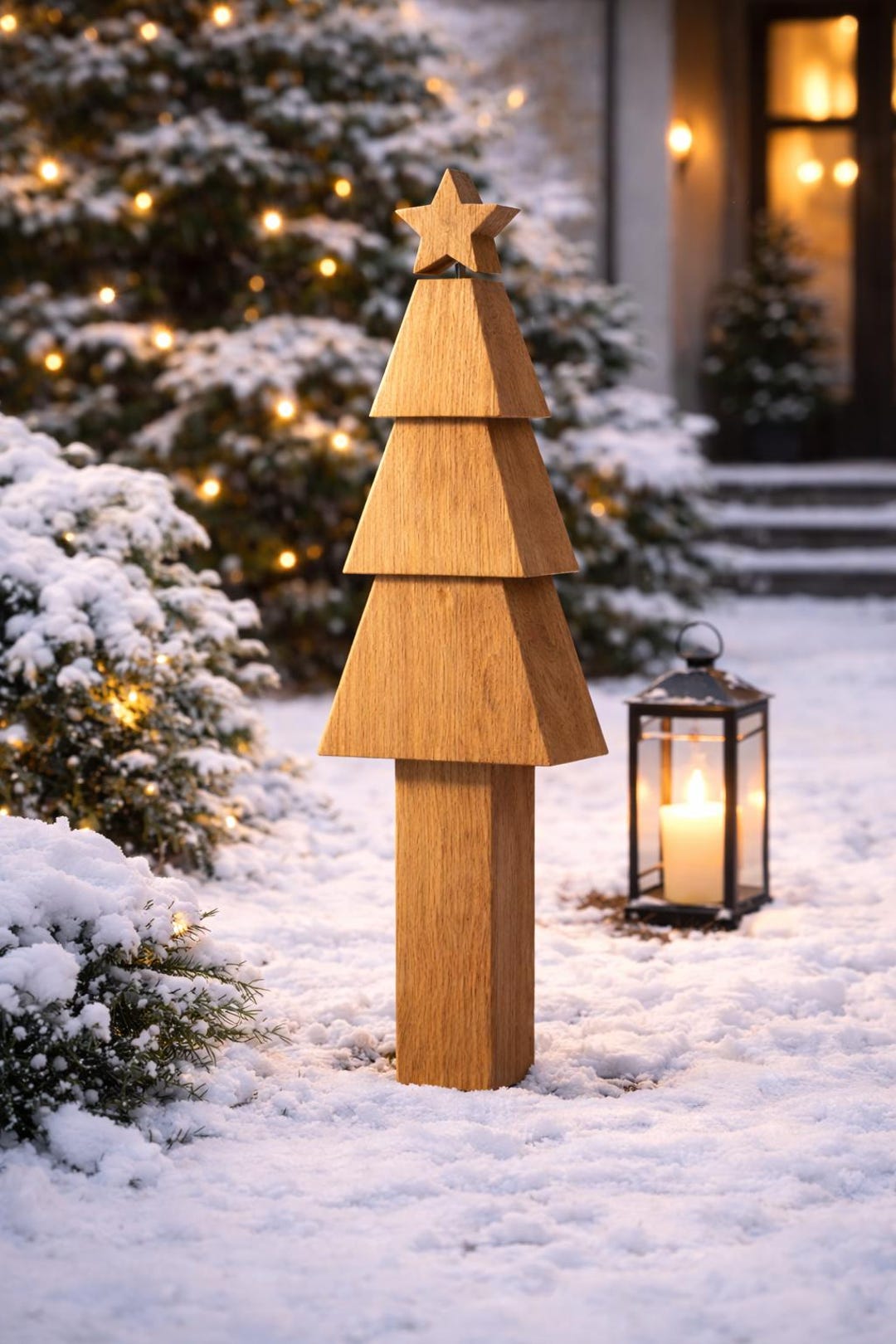 Wooden Christmas Tree Totem – Minimal Scandinavian Garden Decor - Etsy