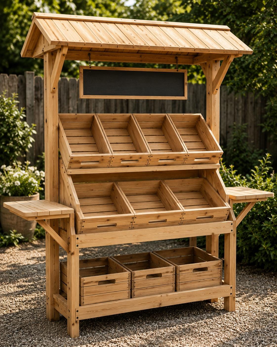 Farmhouse Vegetable Stand Plans | DIY Wooden Produce Display Blueprint ...