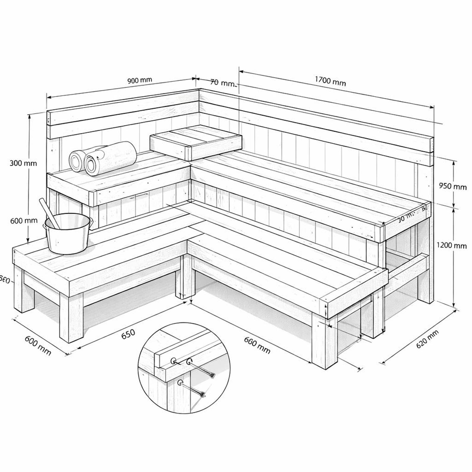 Modular Sauna Bench System Plans – Diy Wooden Sauna Seating Woodworking ...
