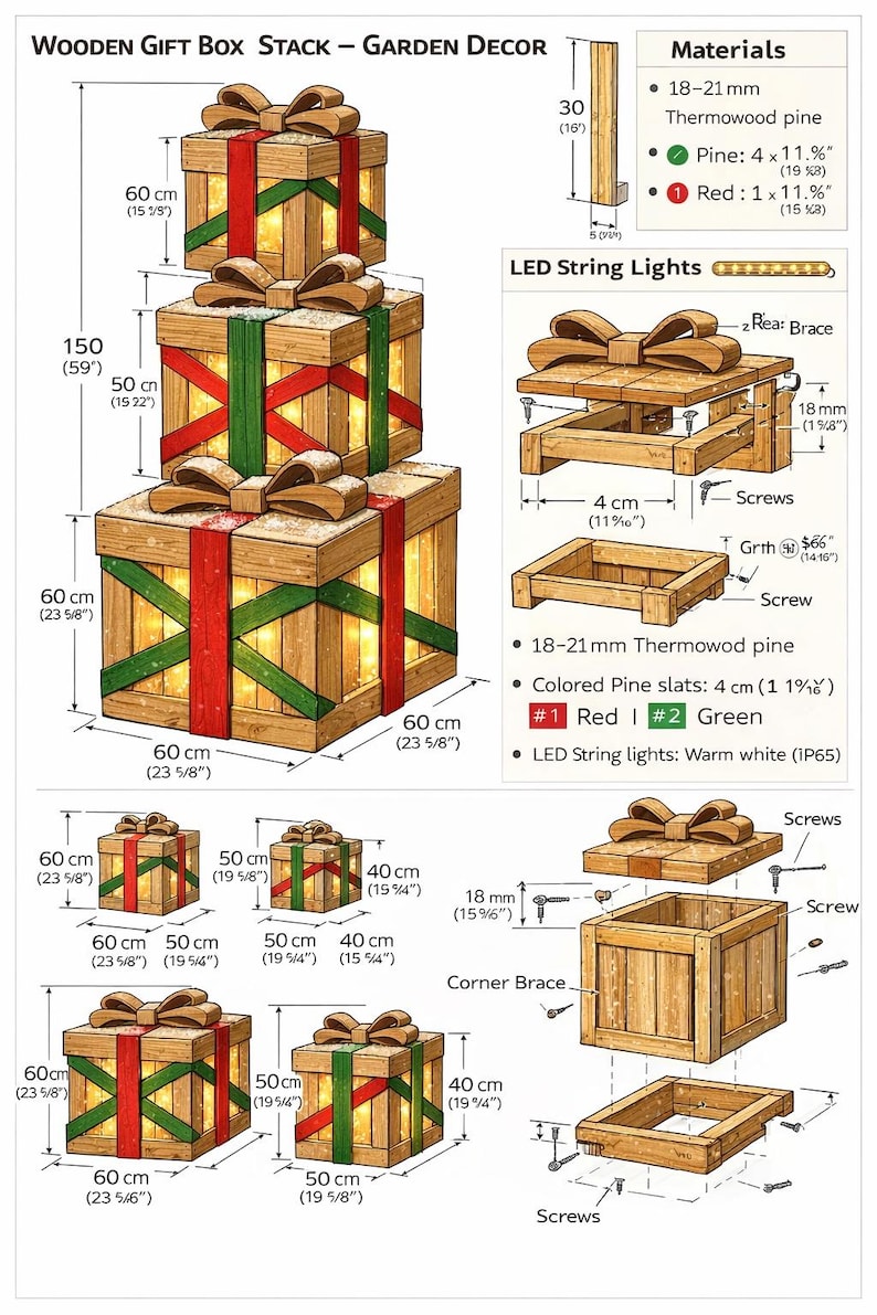 Wooden Christmas Gift Box Plans – Diy Holiday Gift Decor Woodworking ...