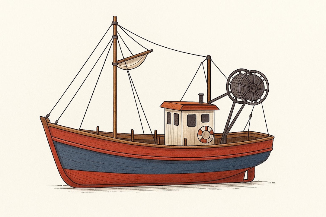 DIY Fishing Boat Model Blueprint: Printable Wooden Boat Plan (PDF ...