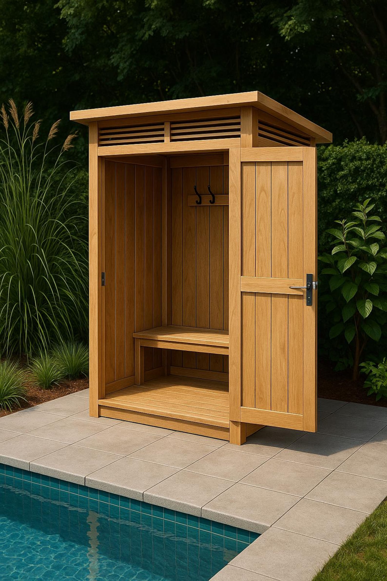 Poolside Changing Room DIY Plan – Outdoor Wooden Privacy Cabana ...