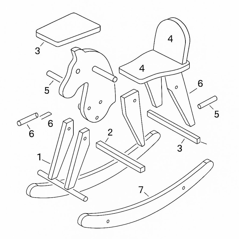 Wooden Rocking Horse Plan – DIY Ride-on Toy Blueprint | Kids Wooden ...