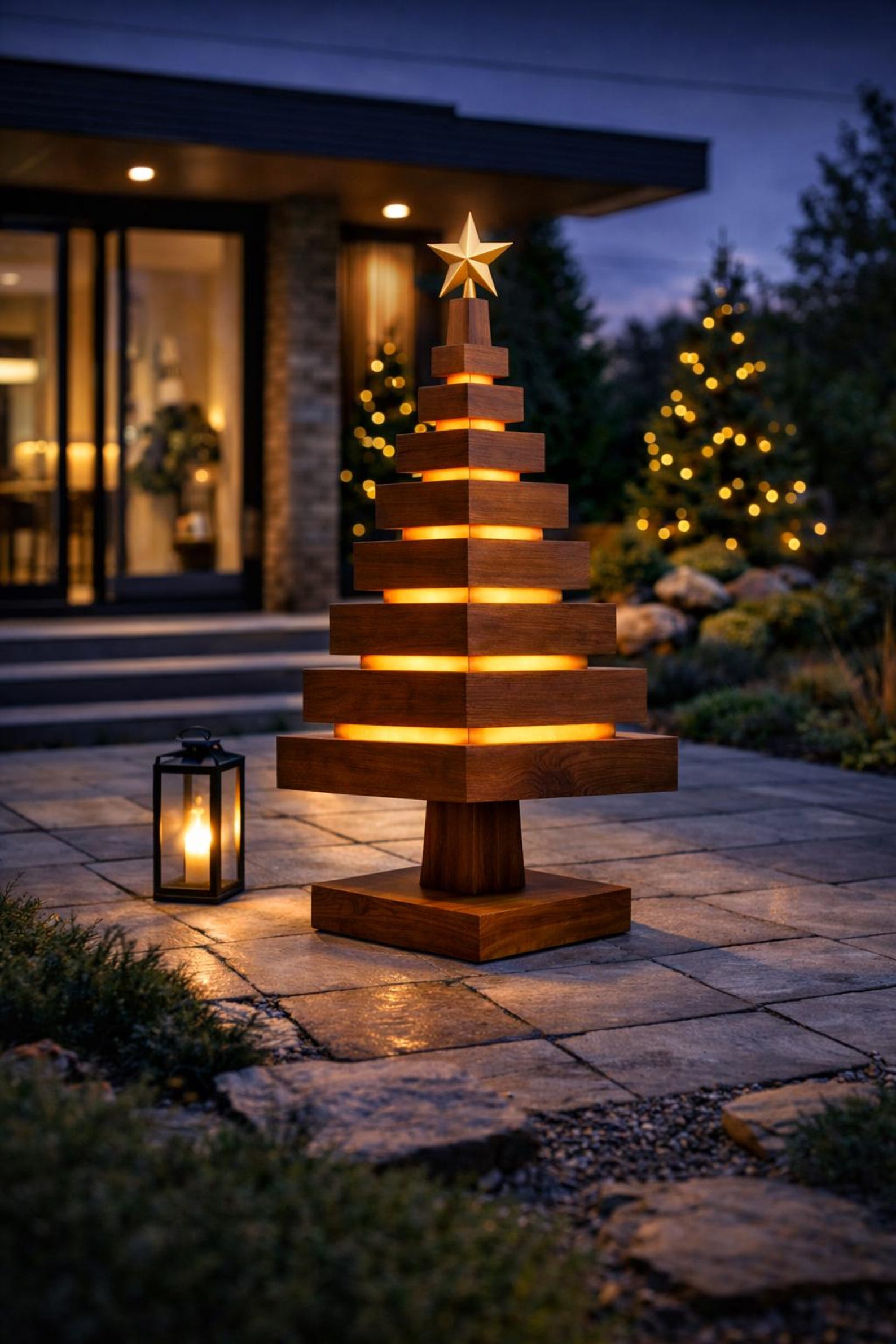 Outdoor Wooden Christmas Tree Plans – Diy Illuminated Garden Holiday ...