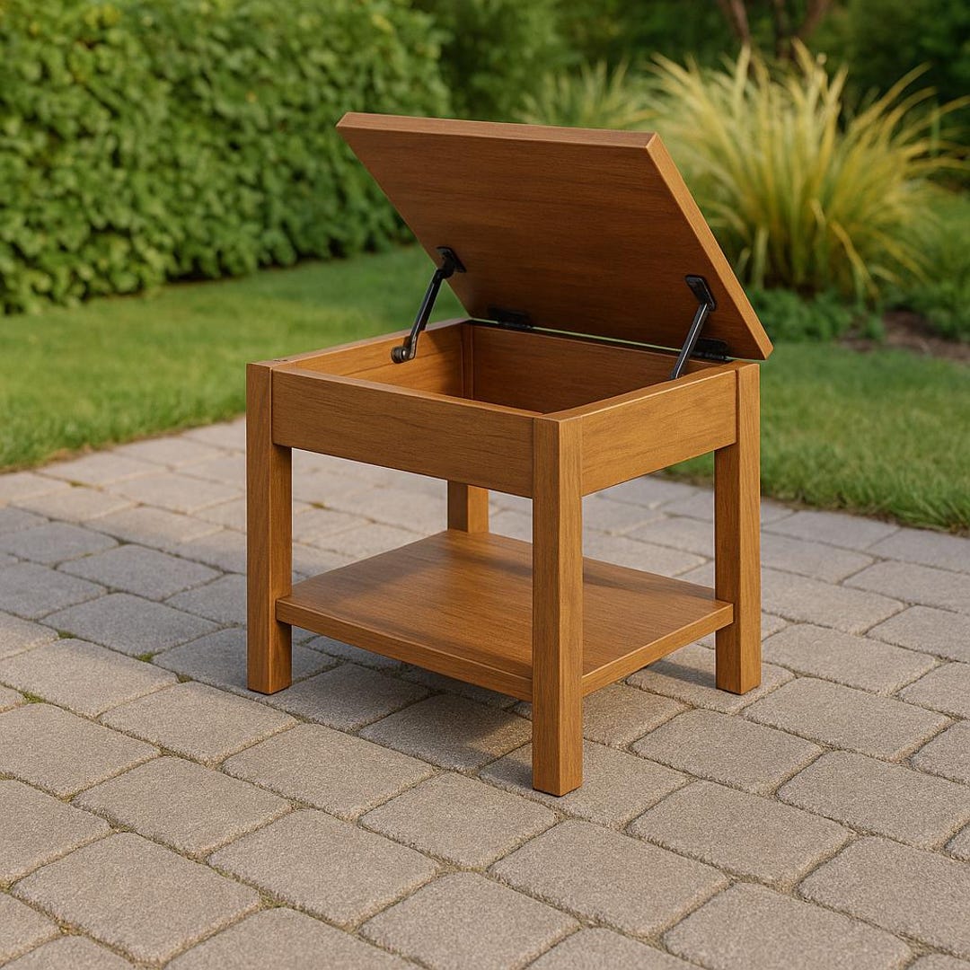 DIY Hidden Storage Side Table Plan: Outdoor Woodworking Blueprint (PDF ...