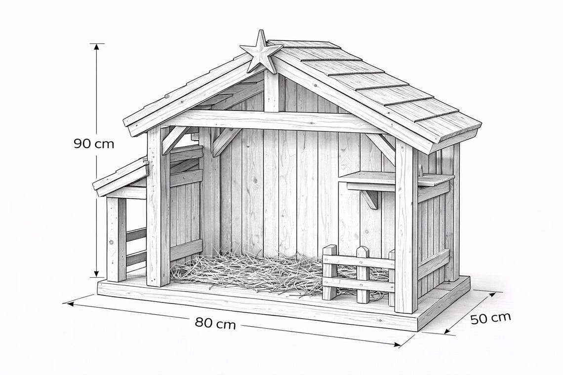 Wooden Nativity Stable Plans – DIY Christmas Manger Woodworking ...