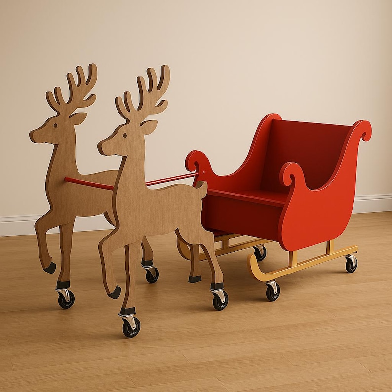 Santa Sleigh Reindeer Woodworking Plan, DIY Christmas Yard Display (PDF ...
