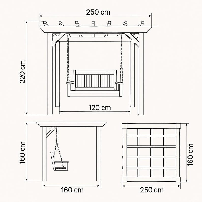 Outdoor Wooden Swing Pergola | Garden Hanging Seat | DIY Backyard Swing ...