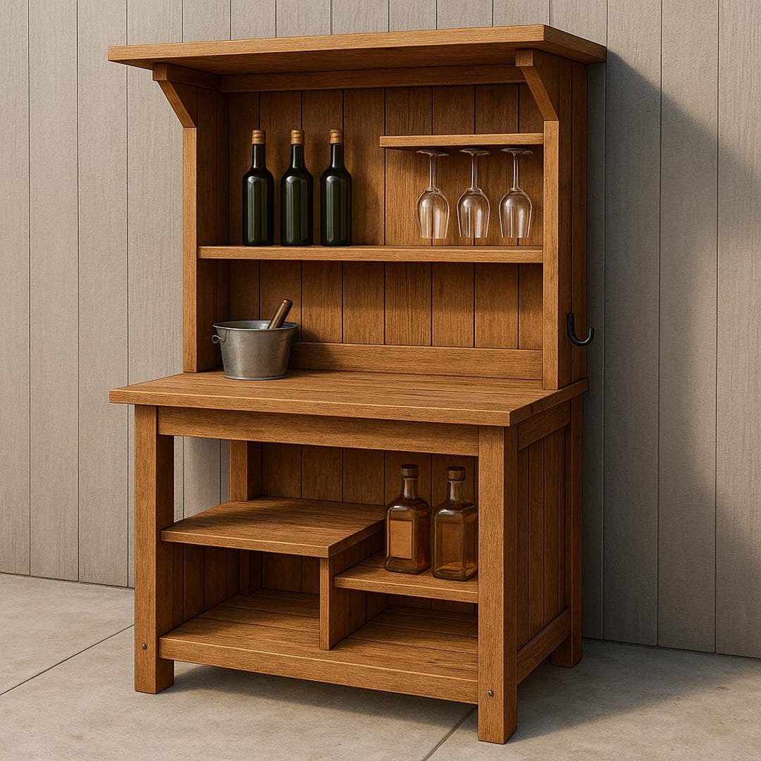 Outdoor Mini Bar Station Plan – DIY Backyard Bar Blueprint – Printable ...