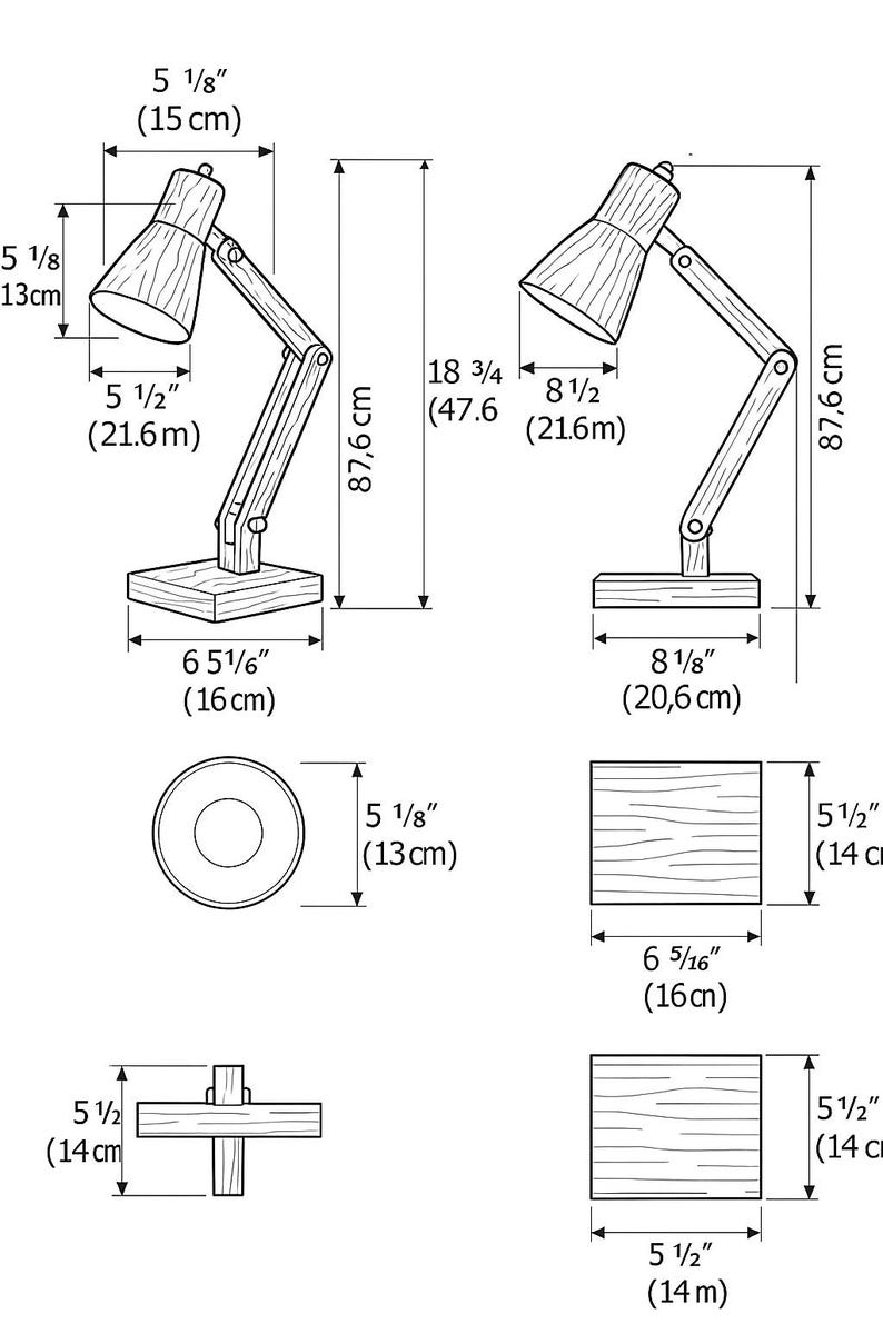 Nordic Wooden Desk Lamp | Adjustable Arm, DIY Kit - Etsy