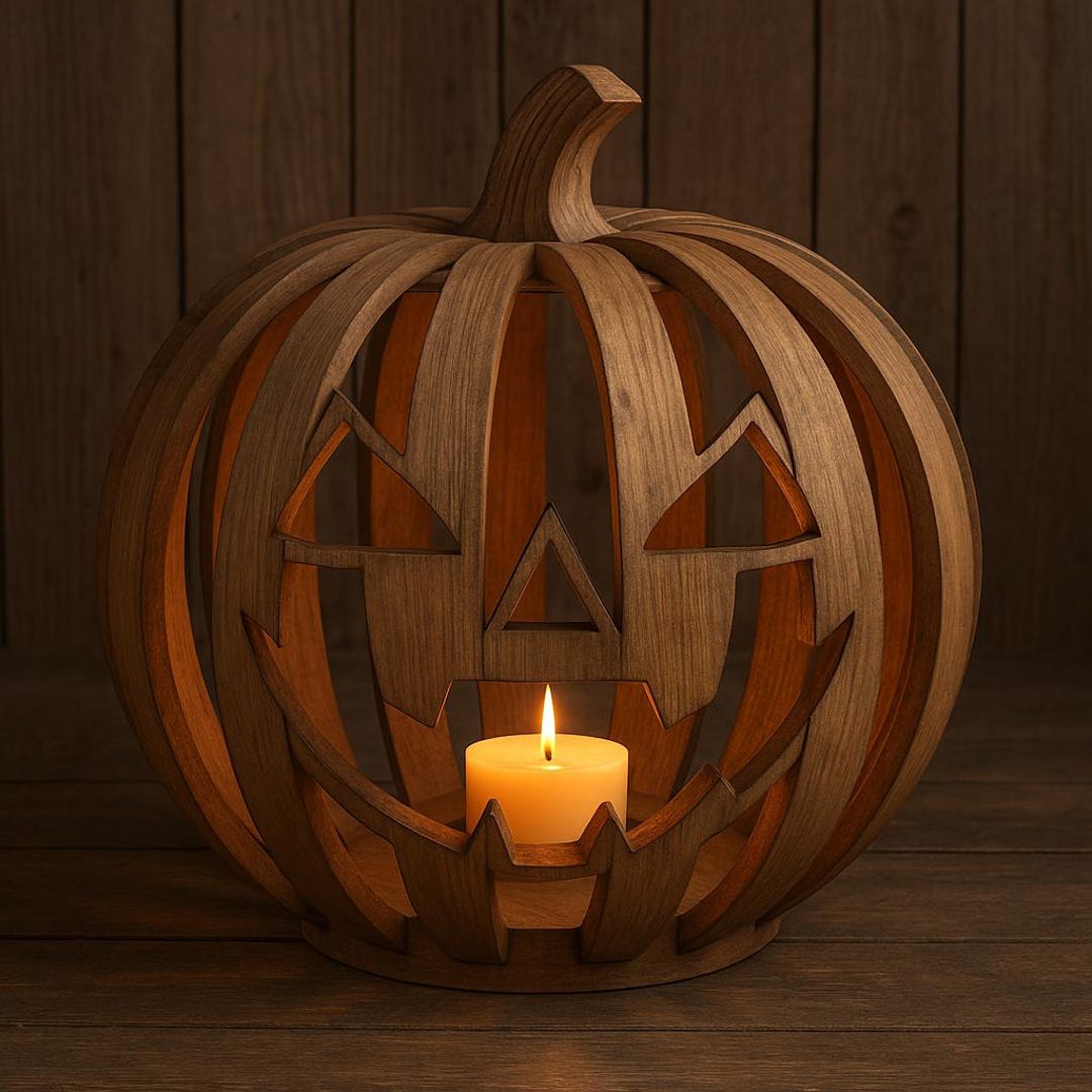 DIY Wooden Pumpkin Lantern Plan: Rustic Halloween Decor (PDF Blueprint ...