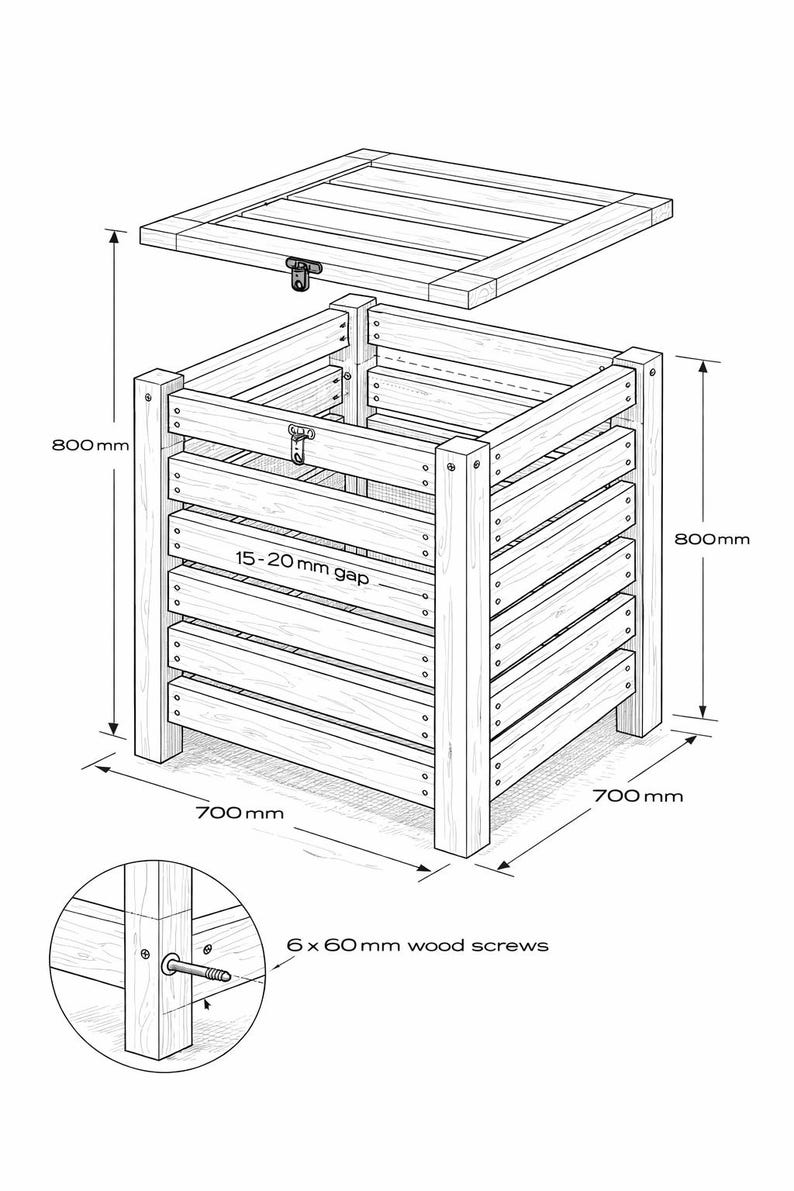 Wooden Compost Bin DIY Plans | Outdoor Garden Compost Box (PDF Plan) - Etsy