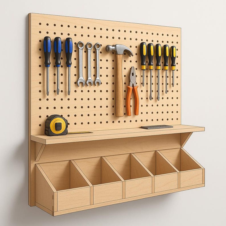 Workbench Organizer Woodworking Plan, DIY Garage Tool Storage (PDF ...